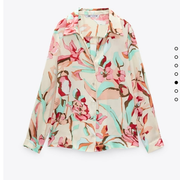 Zara | Tops | Zara Floral Print Satin Shirt Flowy Bloggers Favorite ...